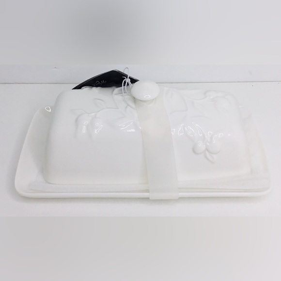 Maision | Dining | Maison Neuve Ceramic White Butter Dish Wlid Embossed ...